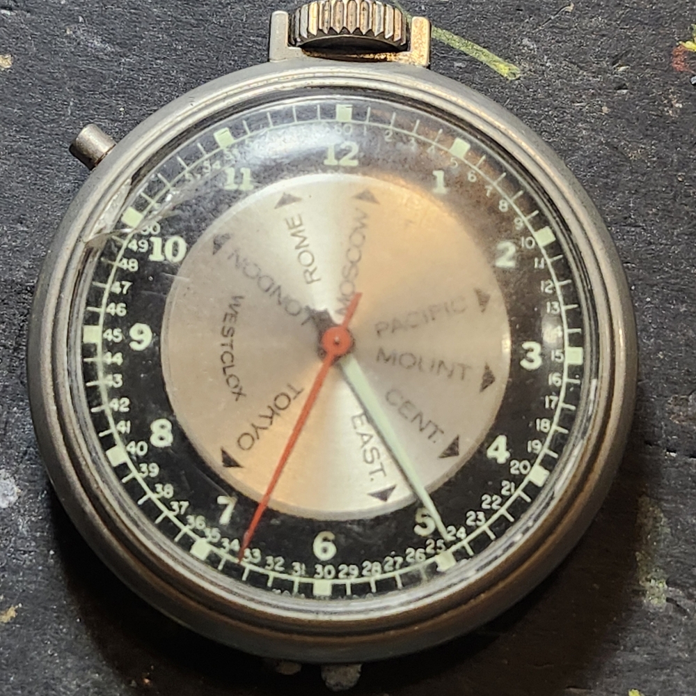 Vintage Westclox Johnny Zero Worldtime Open Face Pock… - Gem